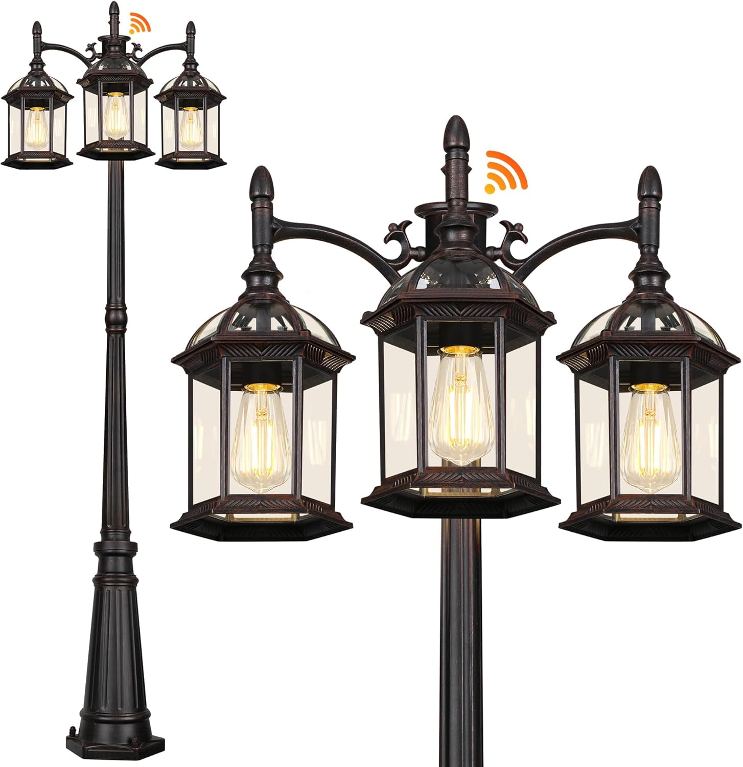 Aluminum Outdoor Lamp Post Birdcage Hardwired Street Light Post for ...