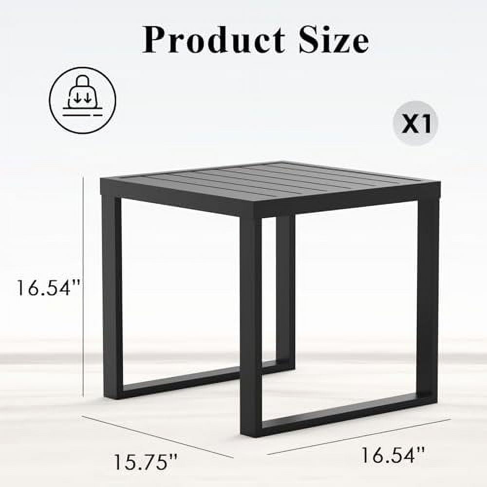 Aluminum Outdoor Side Table, Small Square Patio Table for Backyard ...