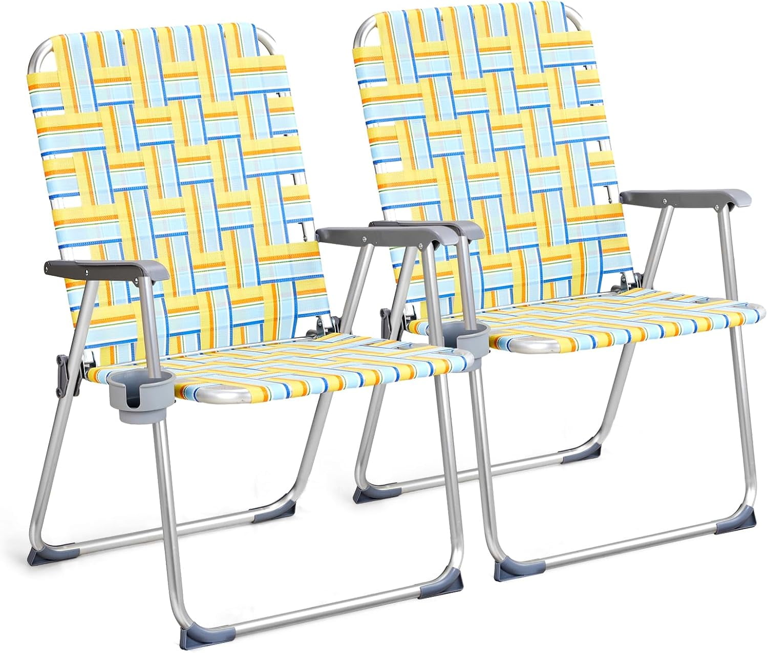 Aluminum Oversize Patio Lawn Chairs Folding Set of 2 with Detachable ...