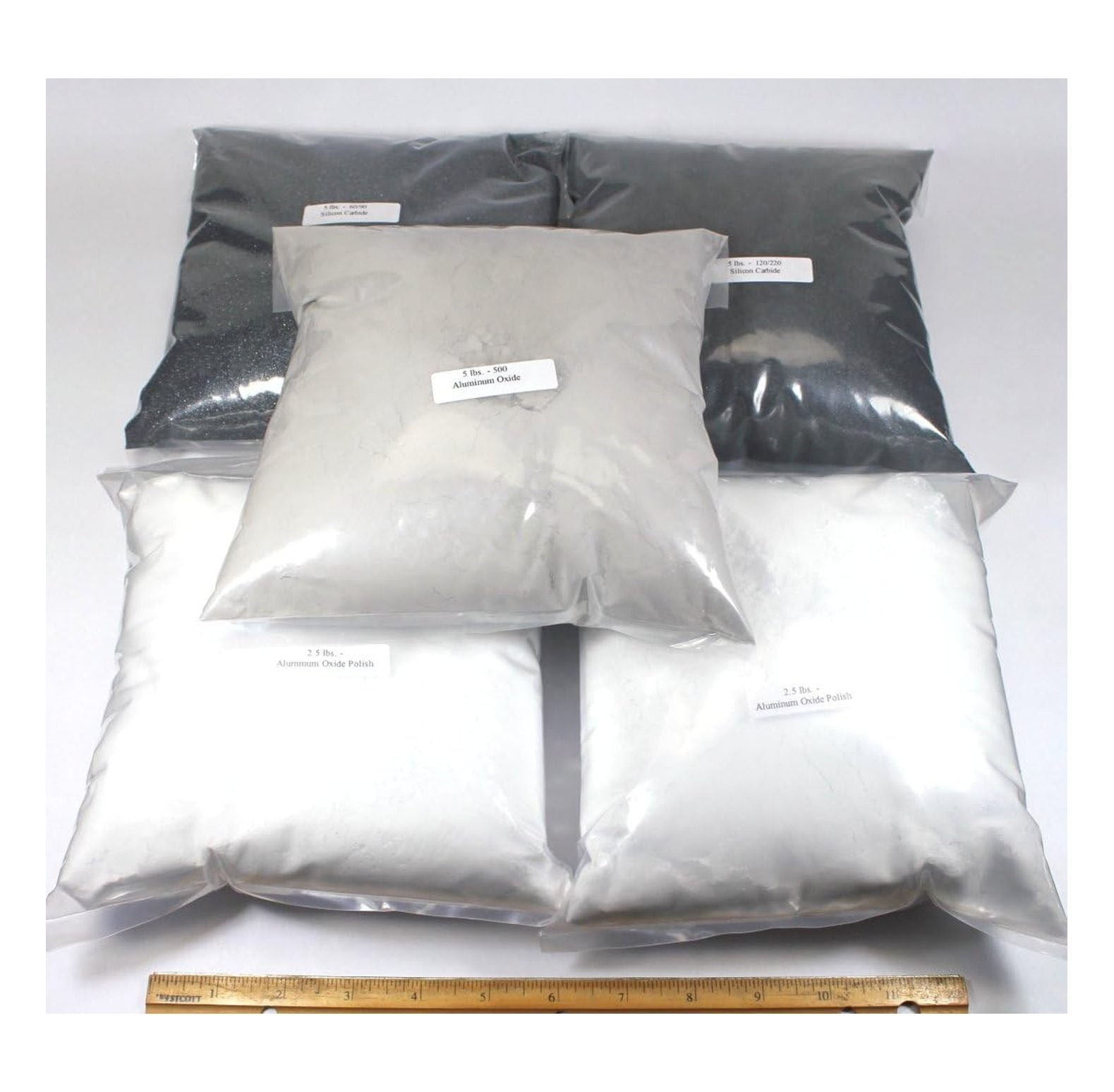 Aluminum Oxide Grit Pack - 20lb Coarse to Ultra-Fine - 60/90, 120/220 ...