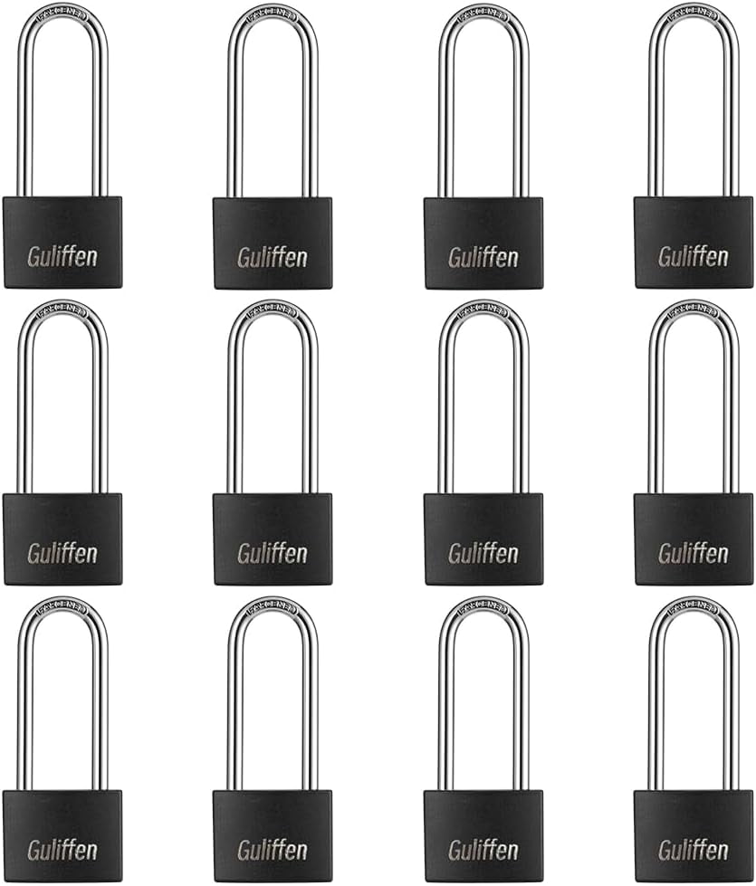 Aluminum Pad Lock, 12 Pack Long Shackle Padlocks with Same Key, Gym ...