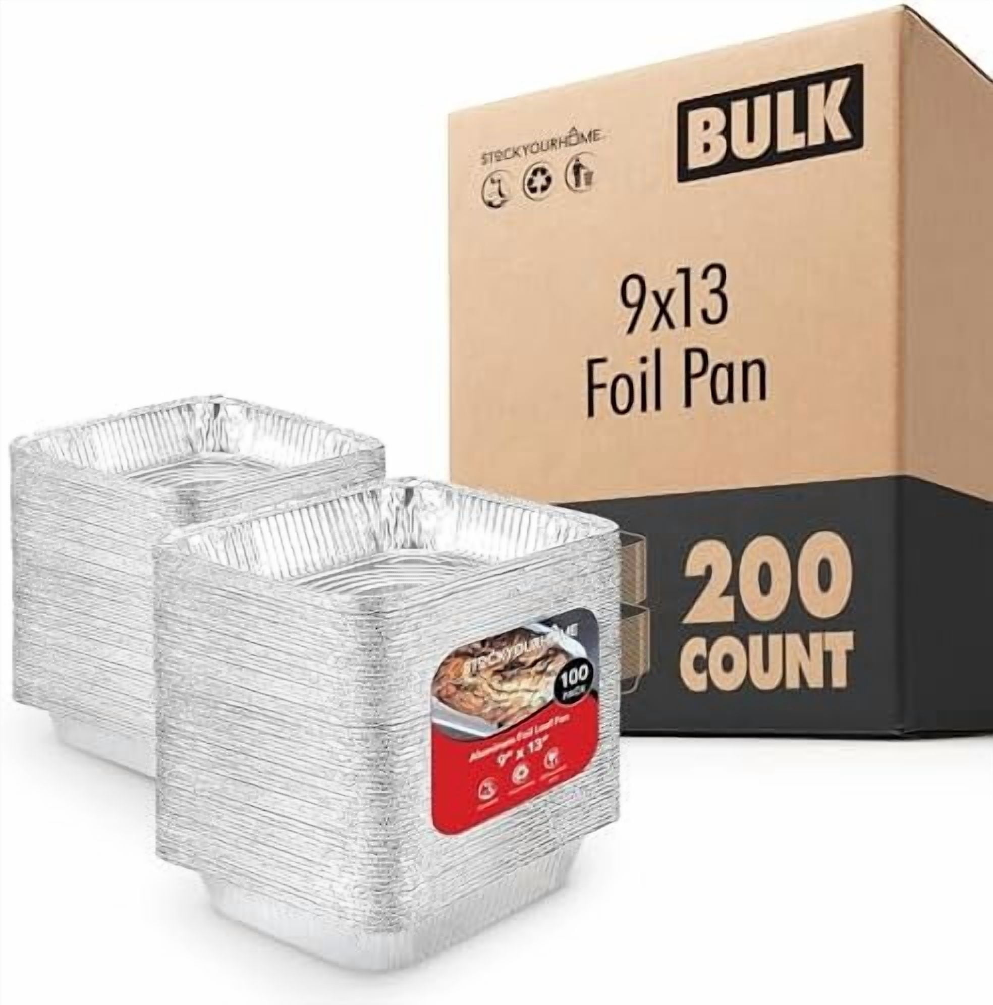 Aluminum Pans 9x13 Disposable Foil Baking Pans (200 Pack) - Half Size ...
