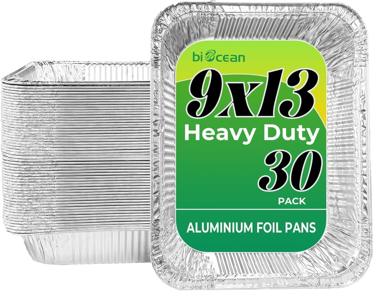 Aluminum Pans 9x13 Inch 30 Pack, Extra Heavy Duty Foil with Half Size ...
