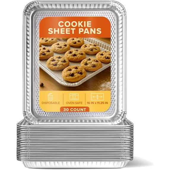 Aluminum Pans Cookie Sheet Baking (30 Pack) Disposable Foil Trays ...