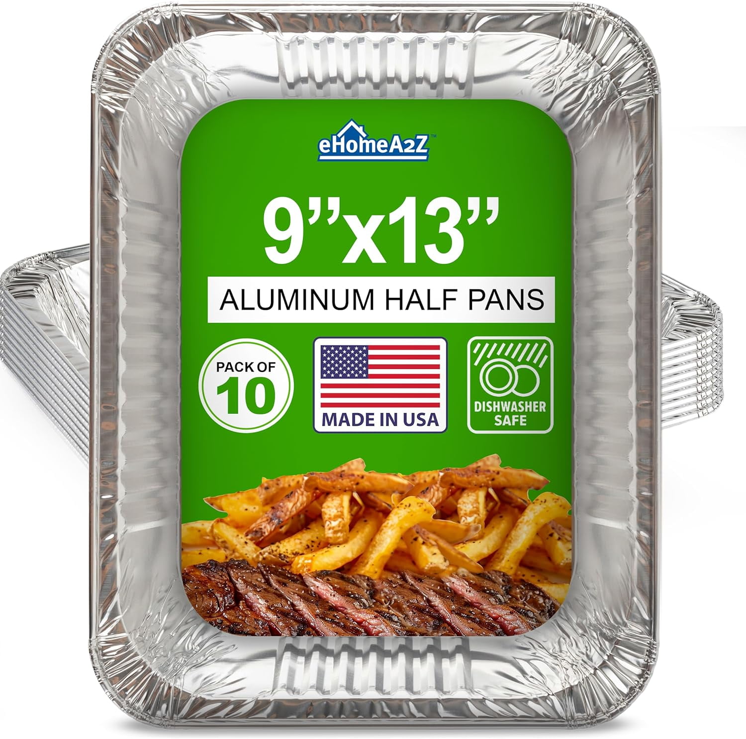 Aluminum Pans Disposable Half Size (10 Pack) – MADE IN USA 9x13 Heavy ...