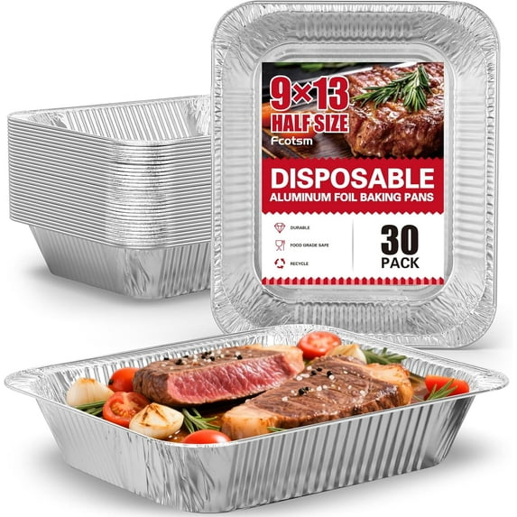 Aluminum Pans Half Size(30 Pack), 9x13, Heavy Duty Disposable Foil Pans ...