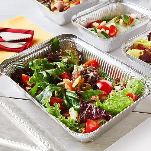 Aluminum Pans With Lids - 50 Count - 2.25LB (8.5"x6") Oblong Pans - To ...