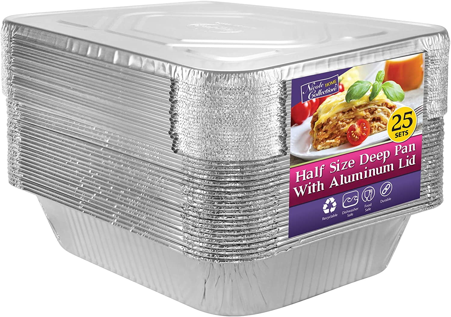 Aluminum Pans With Lids Half Size 9x13 Extra Heavy Duty, Disposable ...