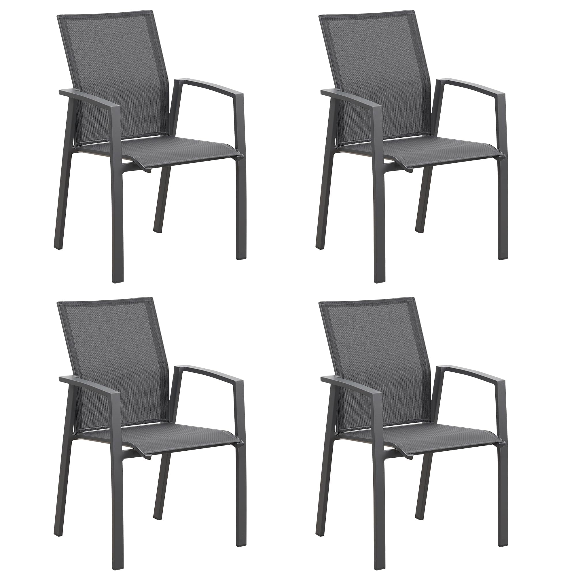 Aluminum Patio Chairs Set of 4, Fully Assembled Outdoor Dining Chairs ...