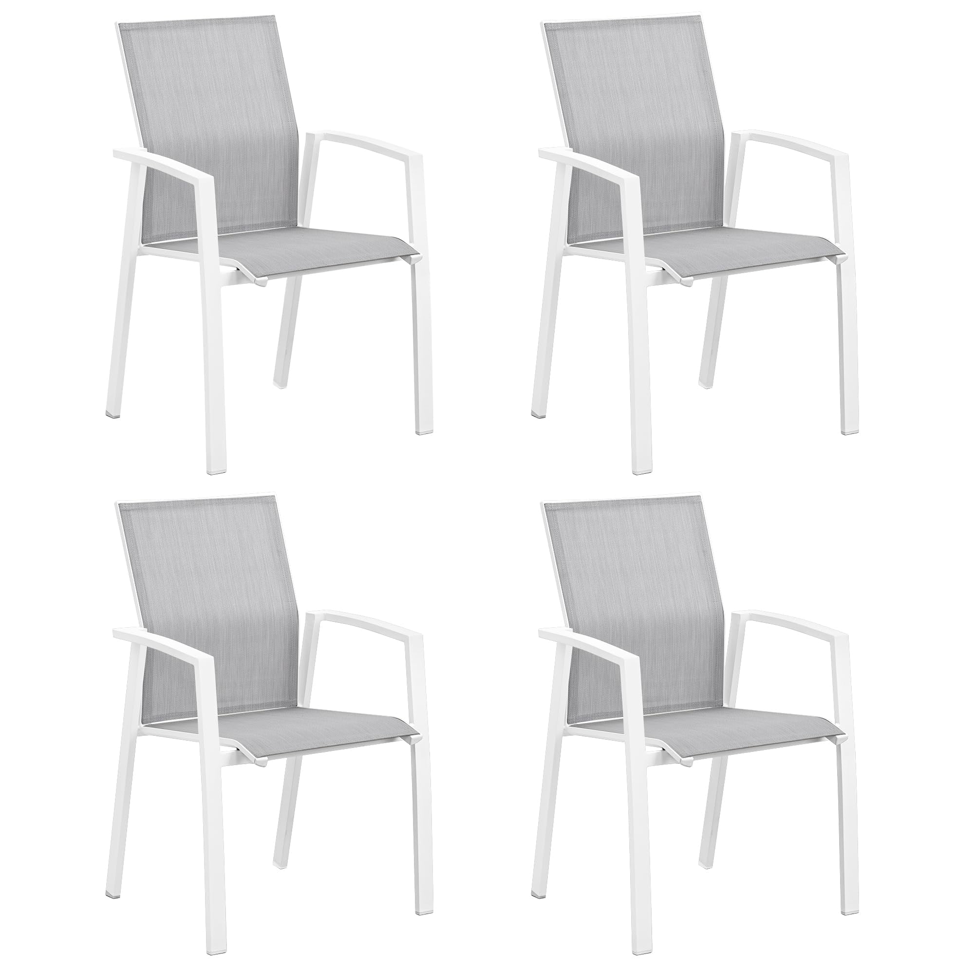 Aluminum Patio Chairs Set of 4, Fully Assembled Outdoor Dining Chairs ...