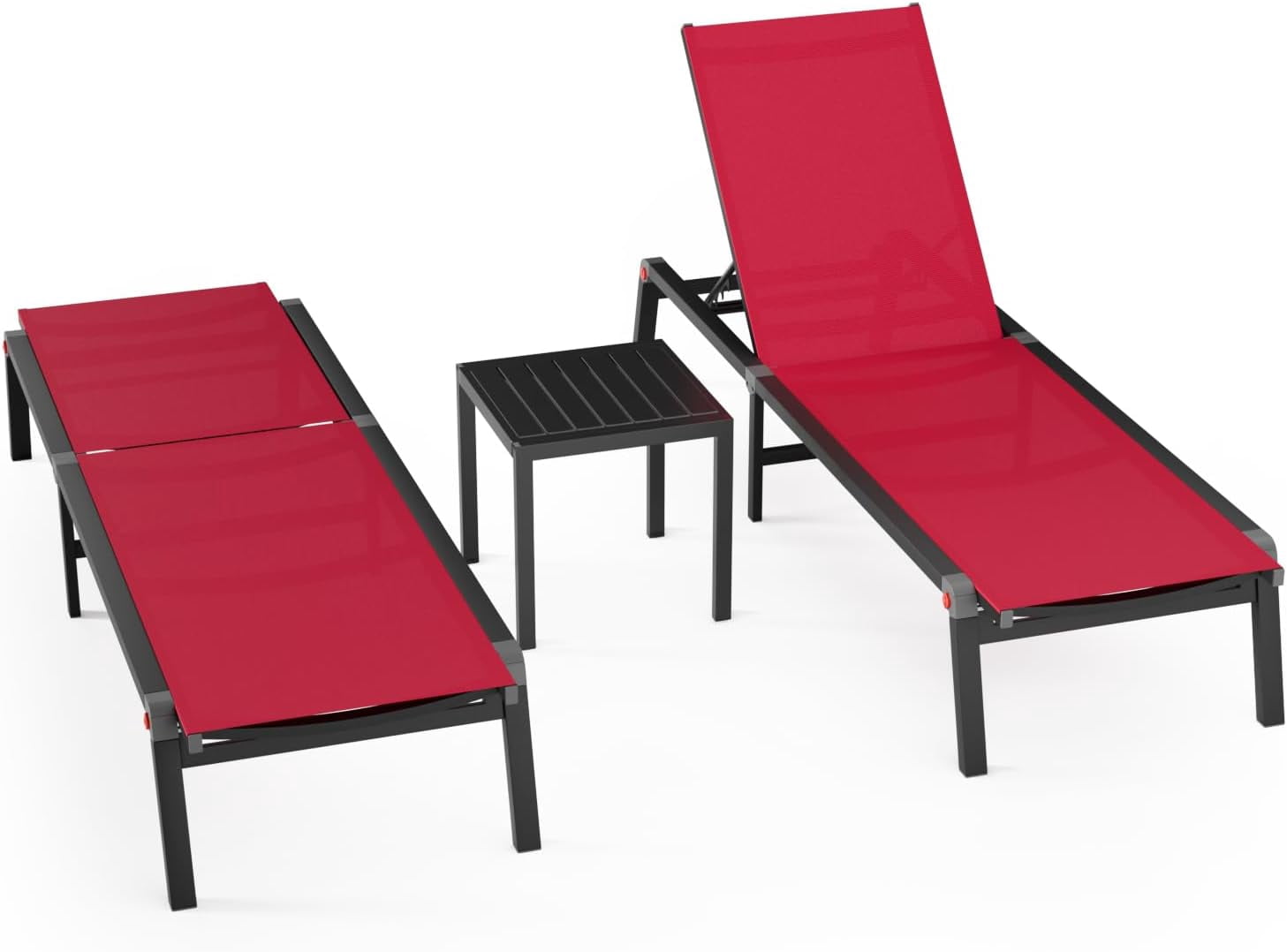 Aluminum Patio Chaise Lounge Chair Set of 2 with Side Table,5-Position ...