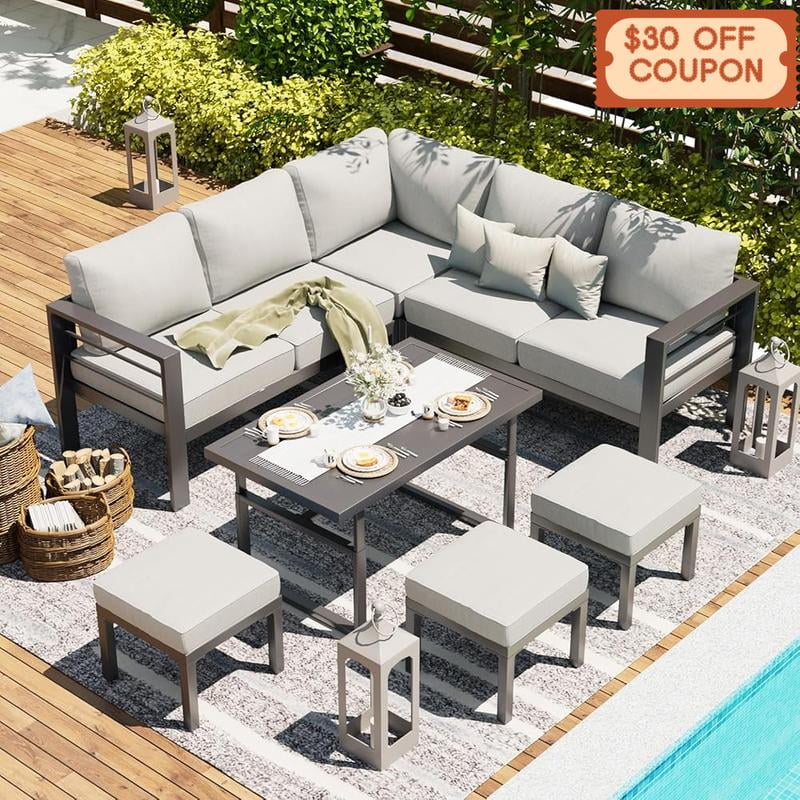 Aluminum Patio Furniture Set Modern Metal Outdoor Clearance Adjustable ...