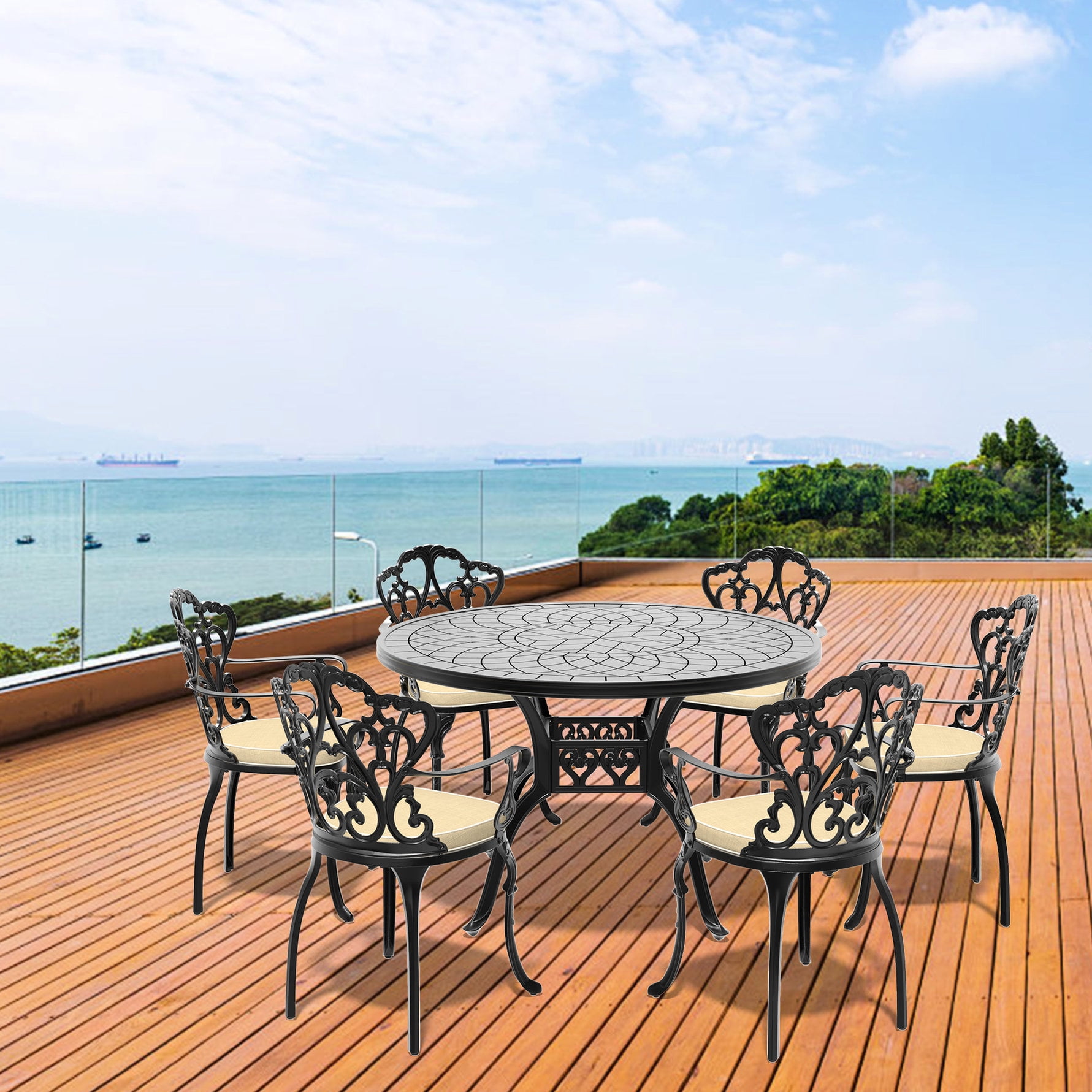 Aluminum Patio Set | 7 Pieces for Outdoor Dining | Weather-Resistant ...