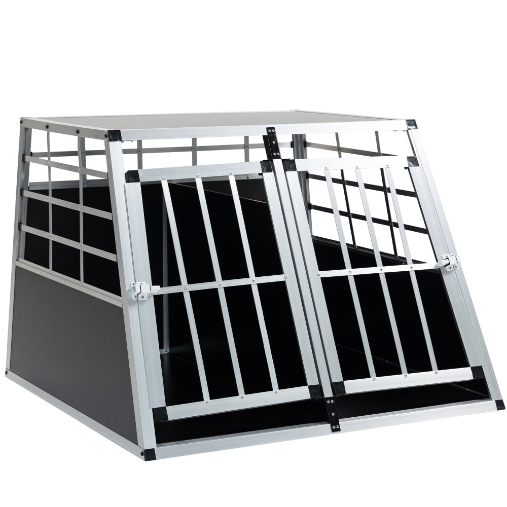 Aluminum Pet Carrier with Dual Lockable Doors, Trapezoidal Dog Cat ...