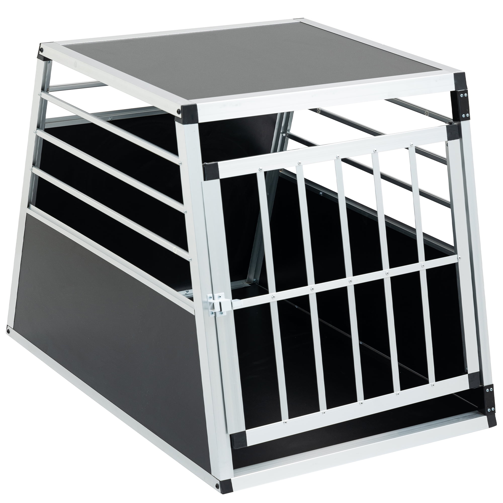 Aluminum Pet Transport Box Crate for Dogs & Cats – 35"x25"x27", Black ...