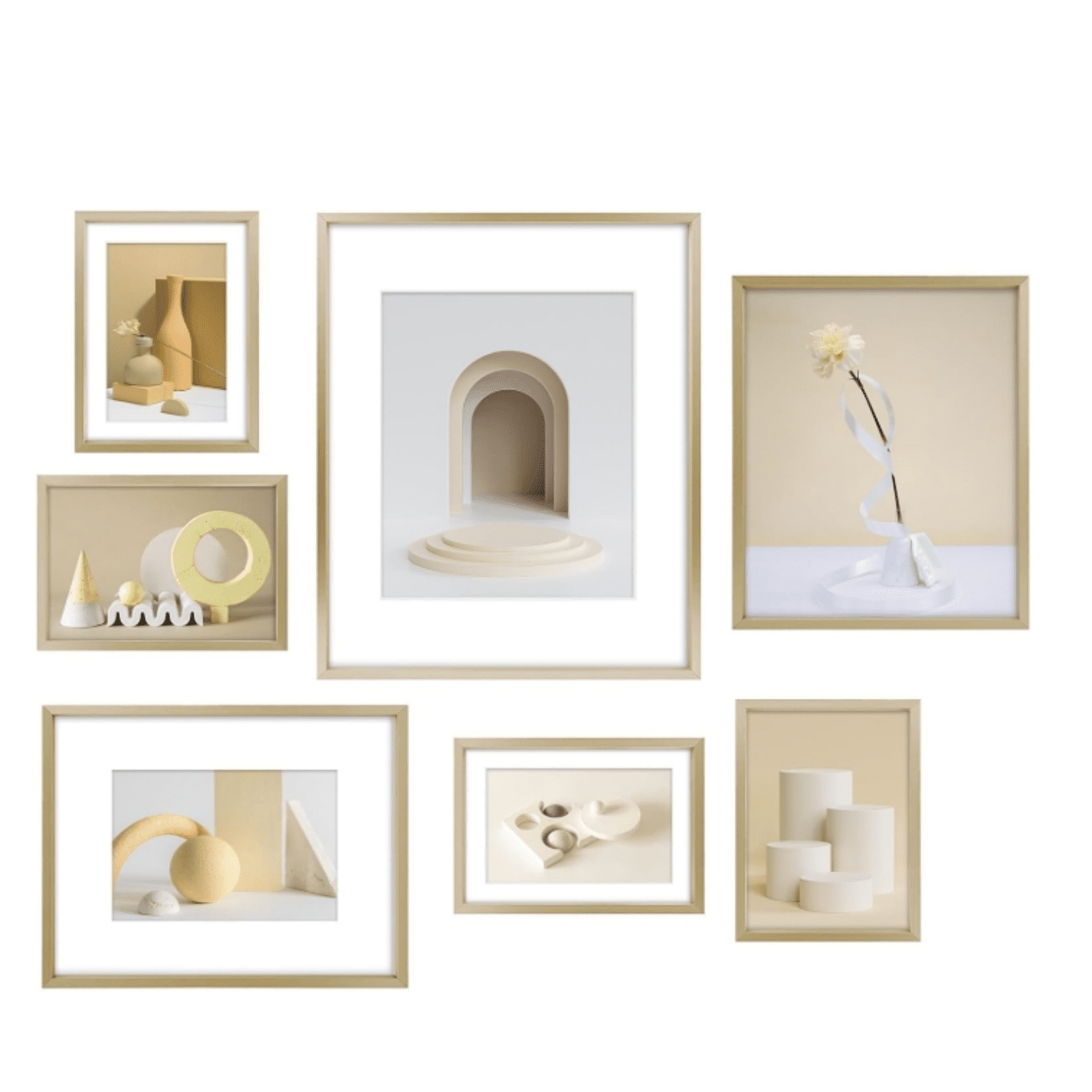 Aluminum Picture Frames Set of 7 - Gold Gallery Wall Kit - Displays One ...