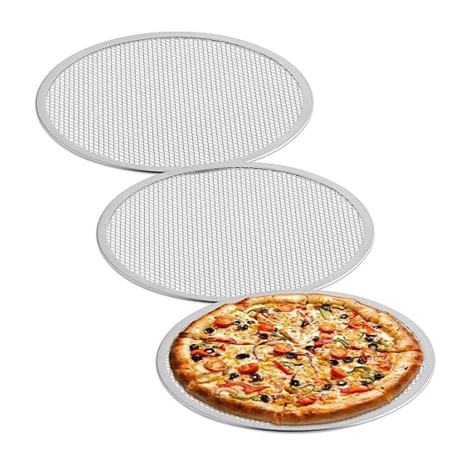 Aluminum Pizza Screens 18-Inch, 3-Pack - Pizza Baking Tray for Crispy ...
