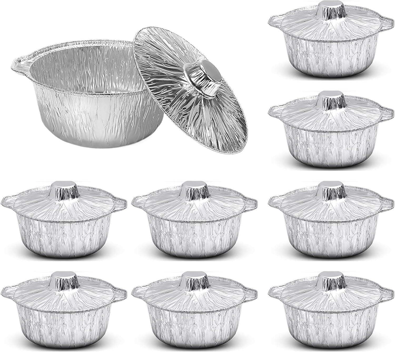 Aluminum Pots with Lids: Disposable Cookware Aluminum Foil Pans Round ...