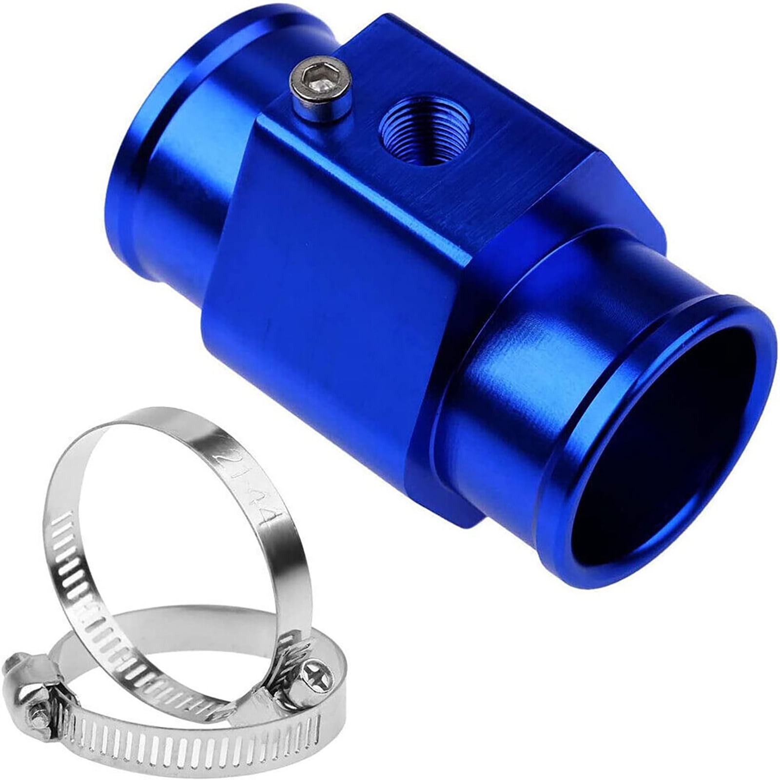 Aluminum Radiator Hose Adapter with Temperature Gauge Anodized Finish ...