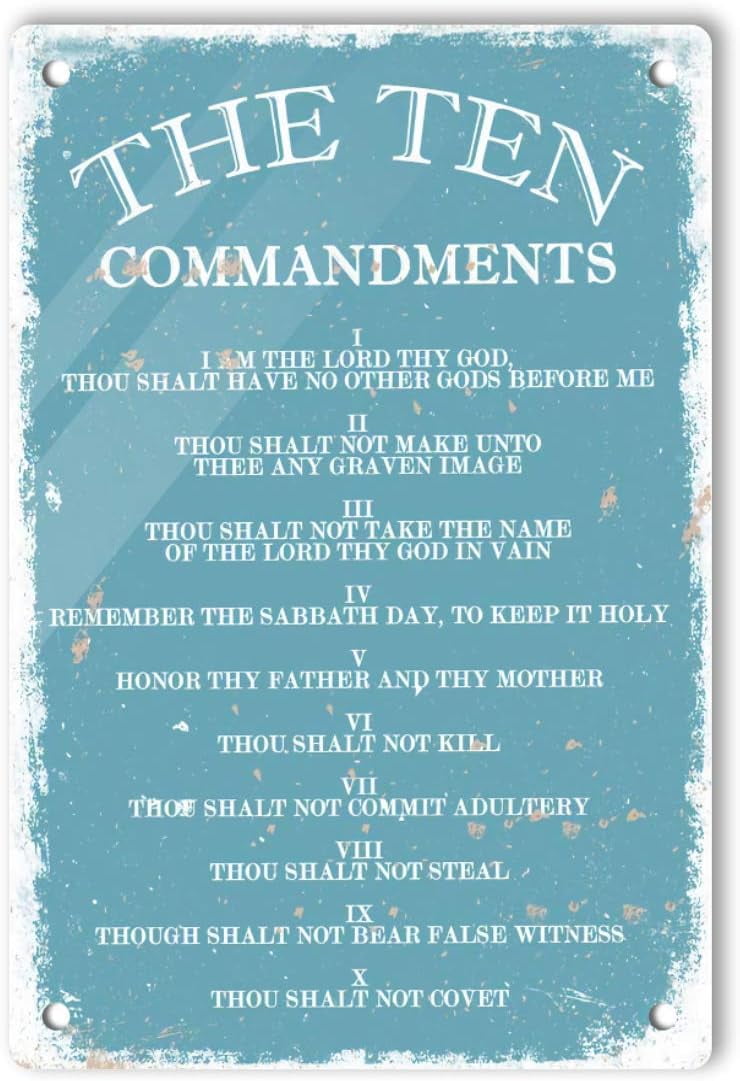 Aluminum Retro The Ten Commandments (Blue) Sign Warning Signs 8 x 12 ...