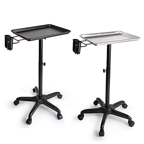 Aluminum Rolling Salon Tray Cart Single-Post Instrument Tray Station ...