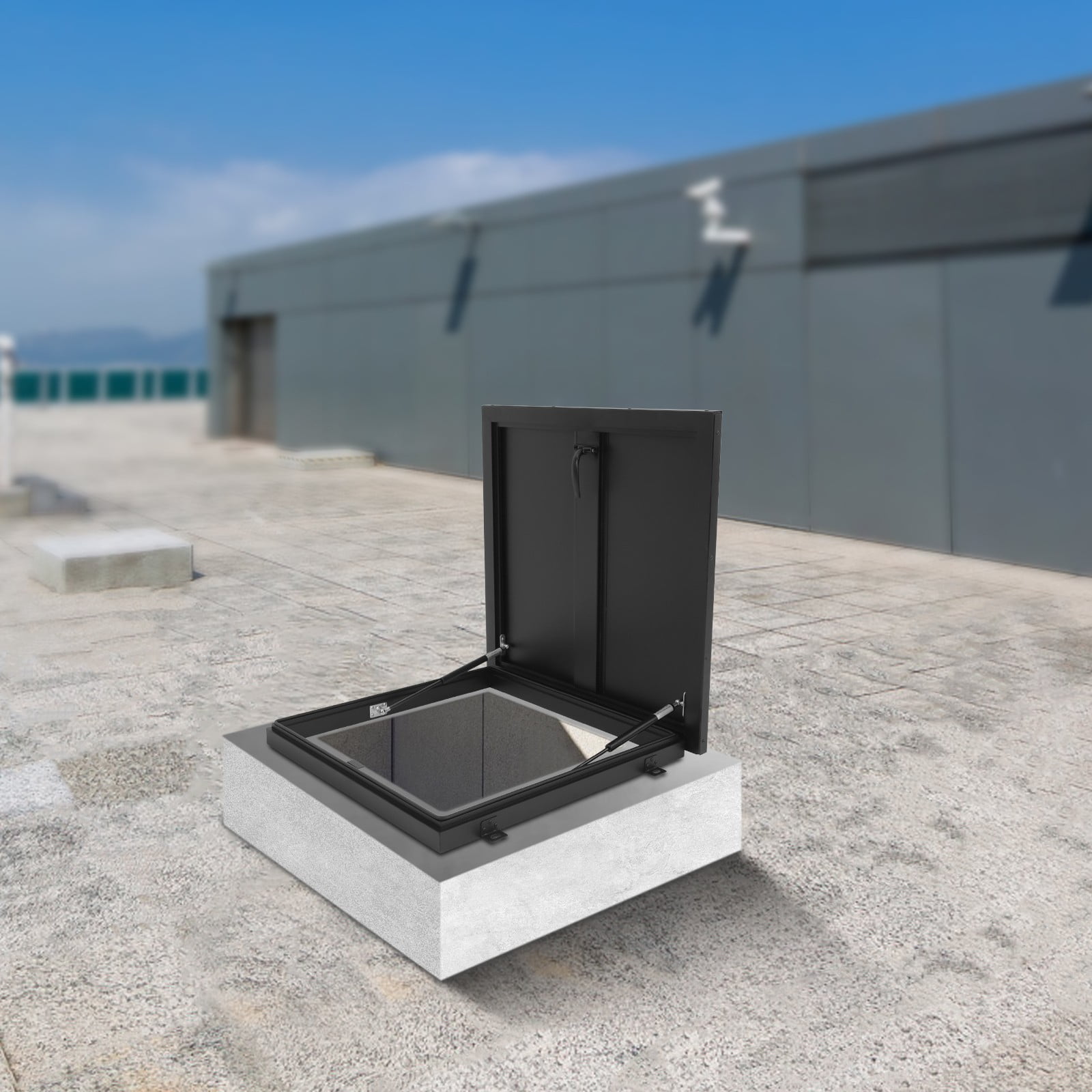 Aluminum Roof Hatch, 27.95x27.95in Outer Size with 90° Opening ...