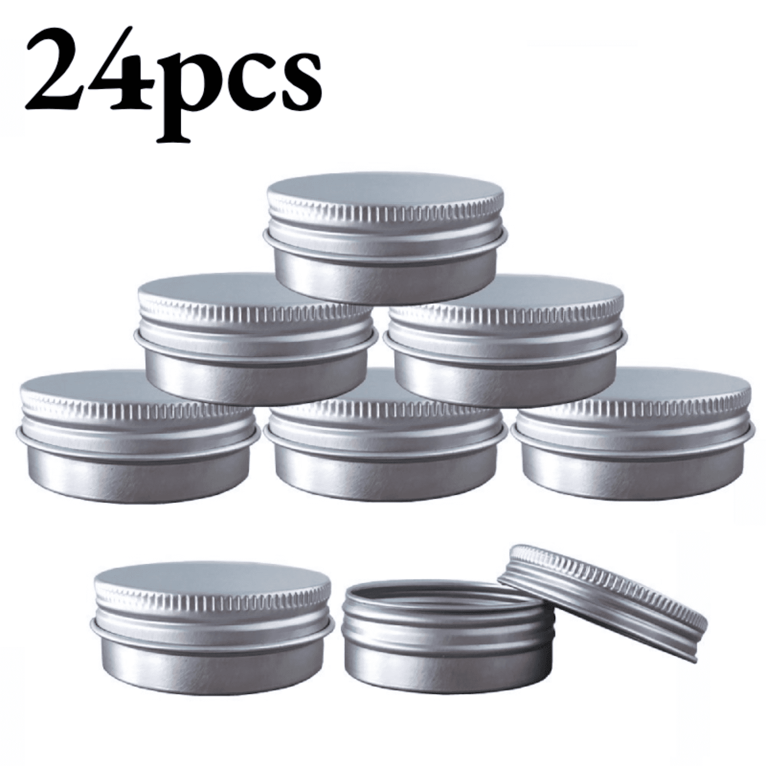 Aluminum Round Cans, 24 Pack 2 Oz Round Tin Containers Empty Container ...