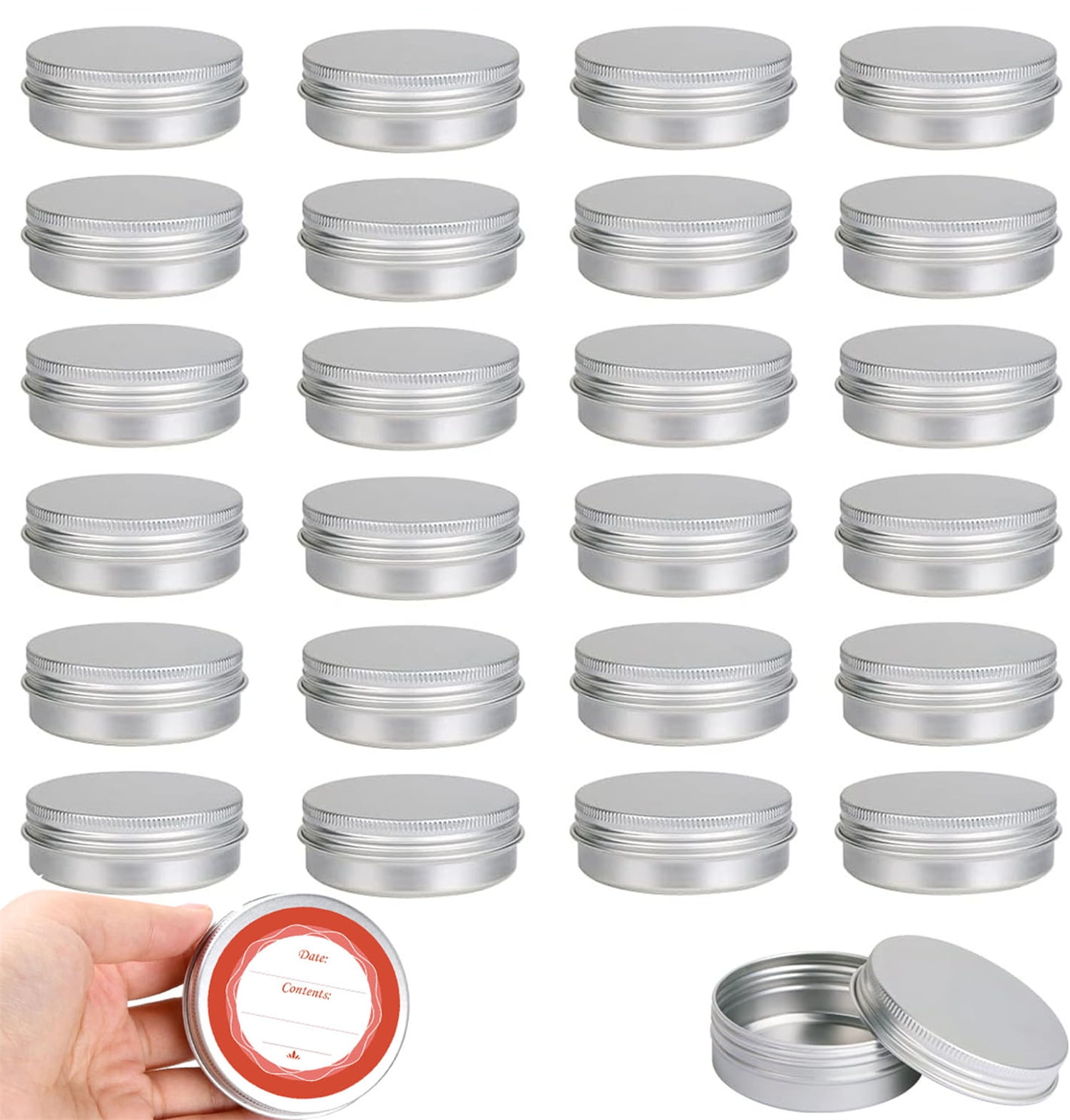 Aluminum Round Cans,Bexikou 24 Pack 2 Oz Round Tin Containers Empty ...