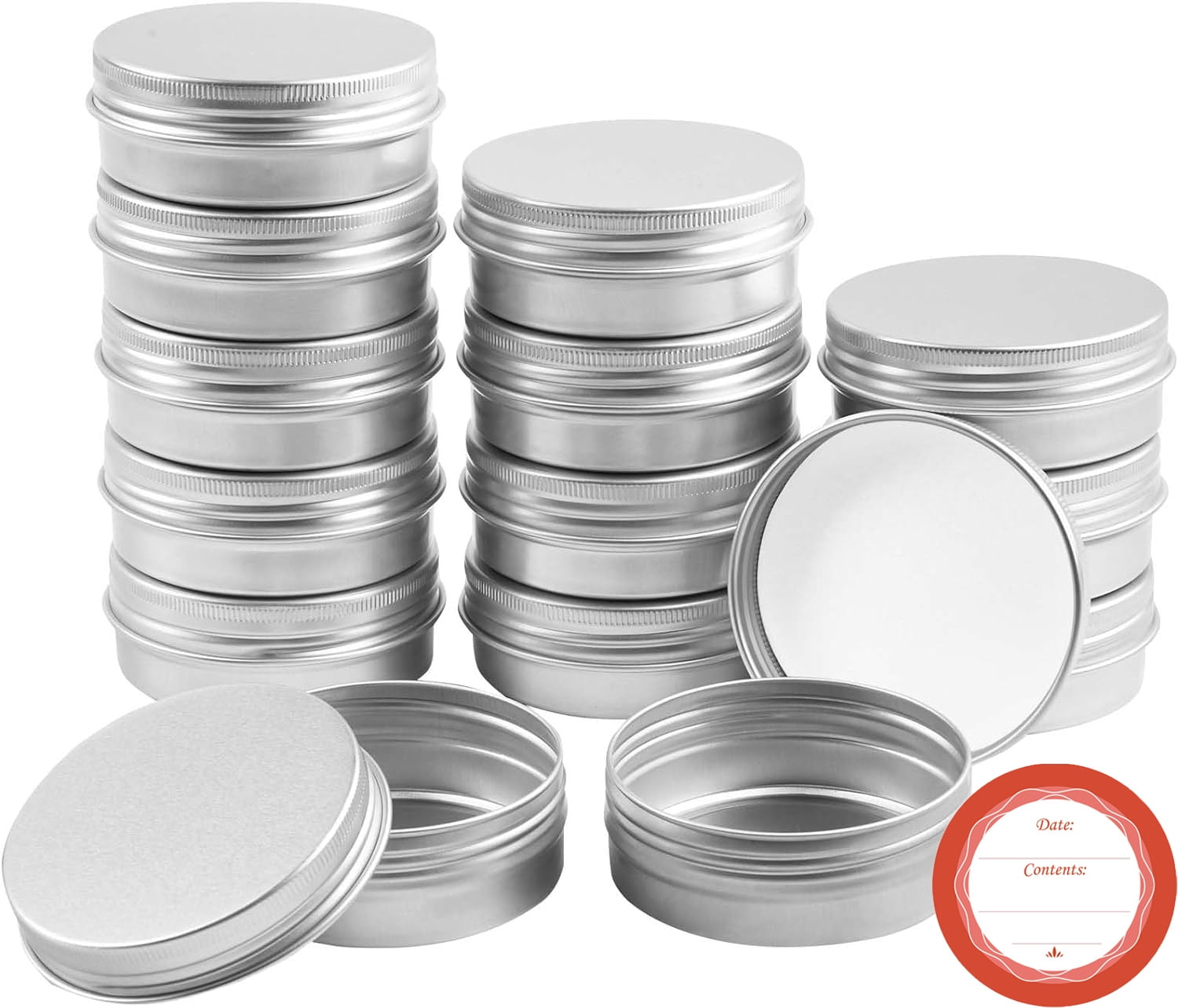 Aluminum Round Cans with Lid,Bexikou 24 Pieces Round Tin Containers 1 ...