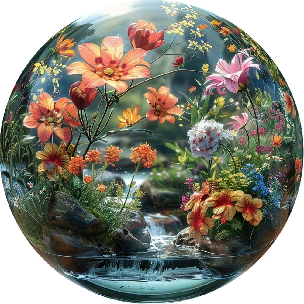 Aluminum Round Flat Sign 8×8 Inch Colorful Floral Design Wall Art ...