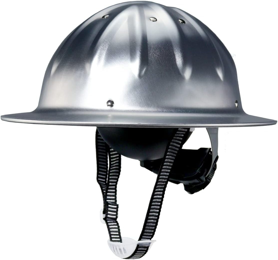 Aluminum Safety Hard Hats Helmet with Ratchet Suspensions Silver Safety ...