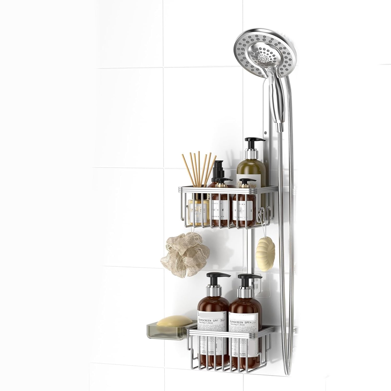 Aluminum Shower Caddy Hanging Adjustable, Rustproof Hanging Organizer ...