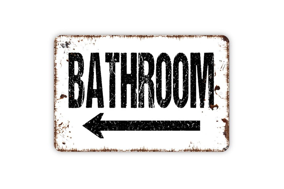 Aluminum Sign 12 x 16 inch - Bathroom Sign with Right or Left Arrow ...