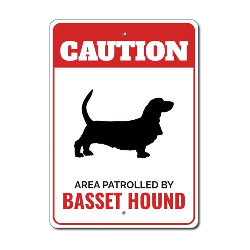 Aluminum Sign 12 x 16 inch - Patrolled By Basset Hound Caution Metal ...