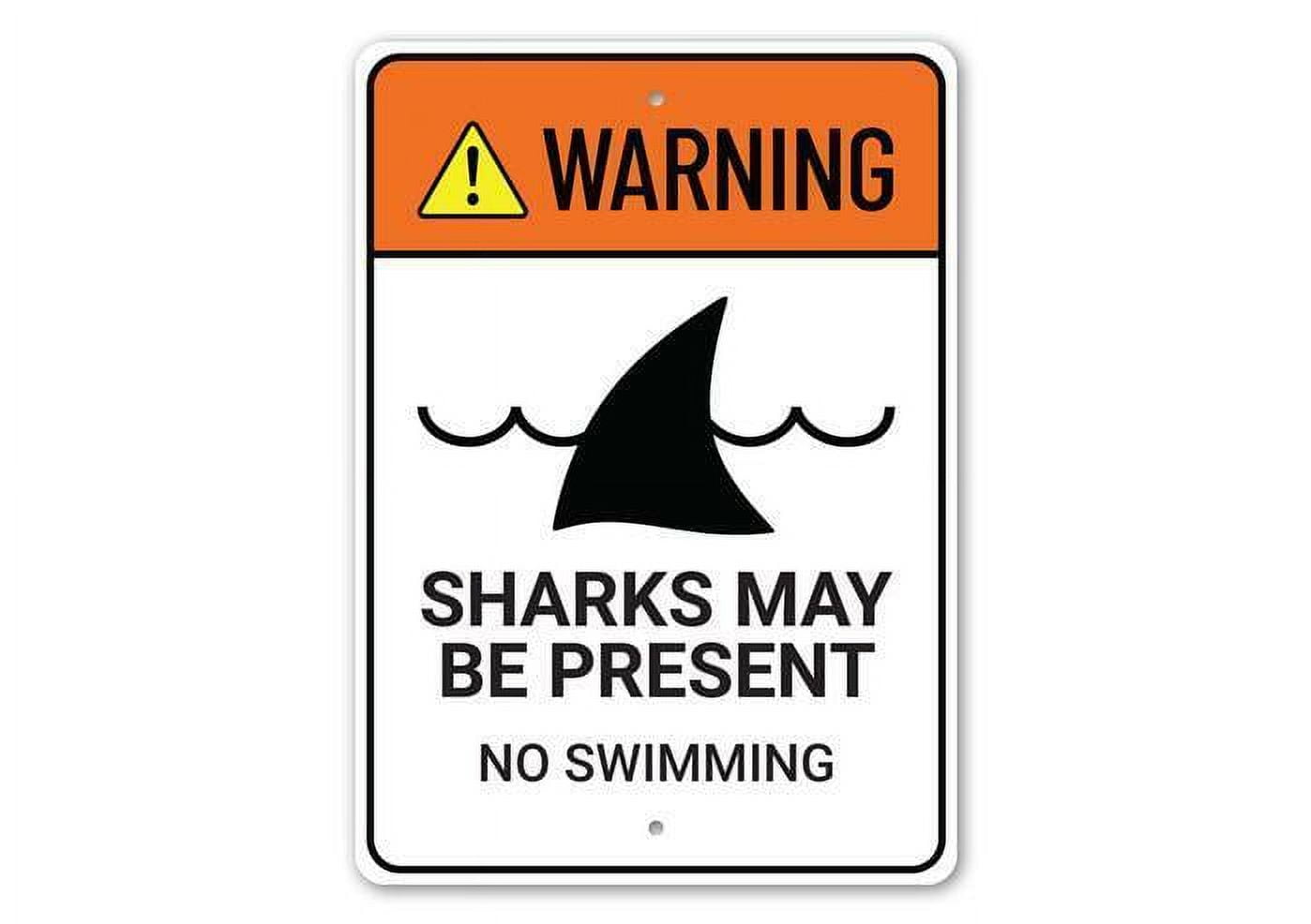 Aluminum Sign 12 x 16 inch - Sharks May Be Present Shark Warning Sign ...