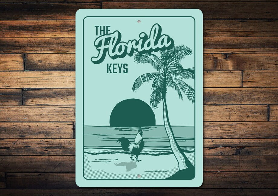 Aluminum Sign 12 x 16 inch - The Florida Keys Sign Retro Style Wall ...