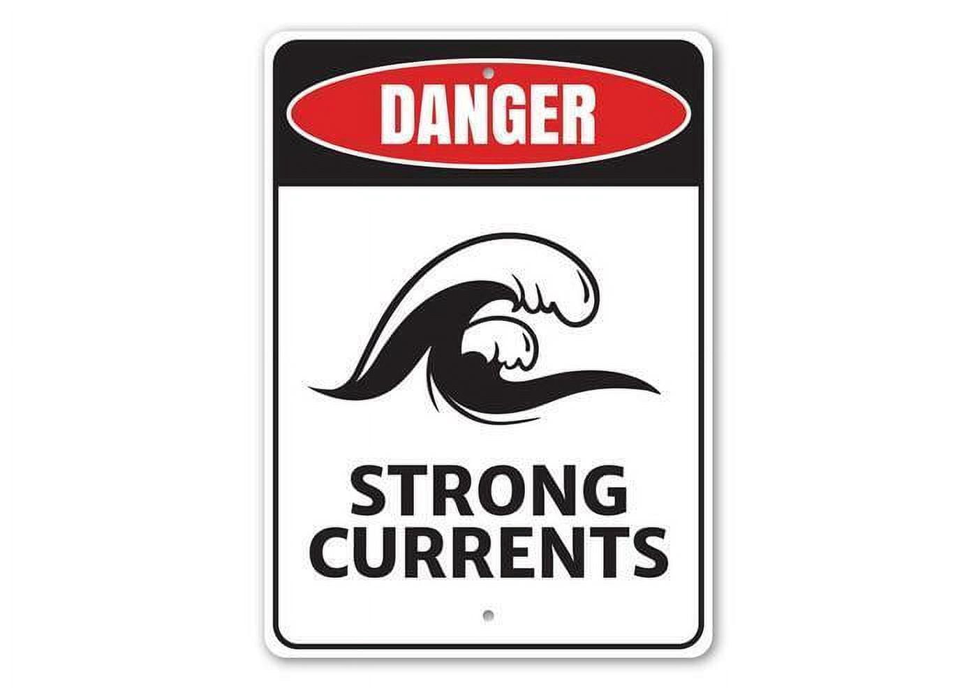 Aluminum Sign 8 x 12 inch - Danger Strong Currents Beach Safety Warning ...