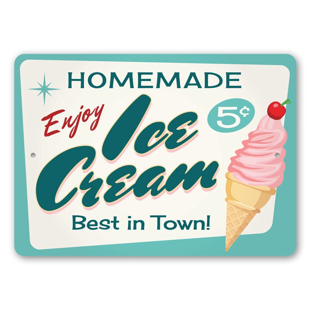 Aluminum Sign 8 x 12 inch - Homemade Ice Cream Metal Sign - Walmart.com
