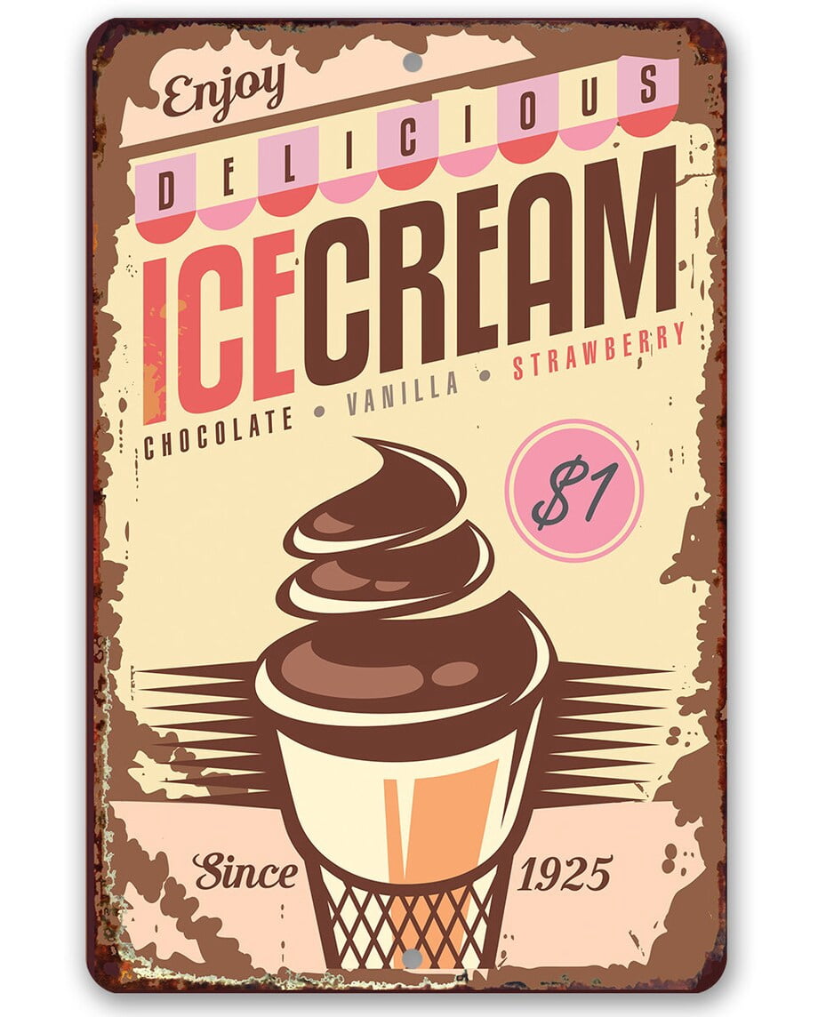 Aluminum Sign 8 x 12 inch - Ice Cream Use Indoor/OutdoorGreat Ice Cream ...