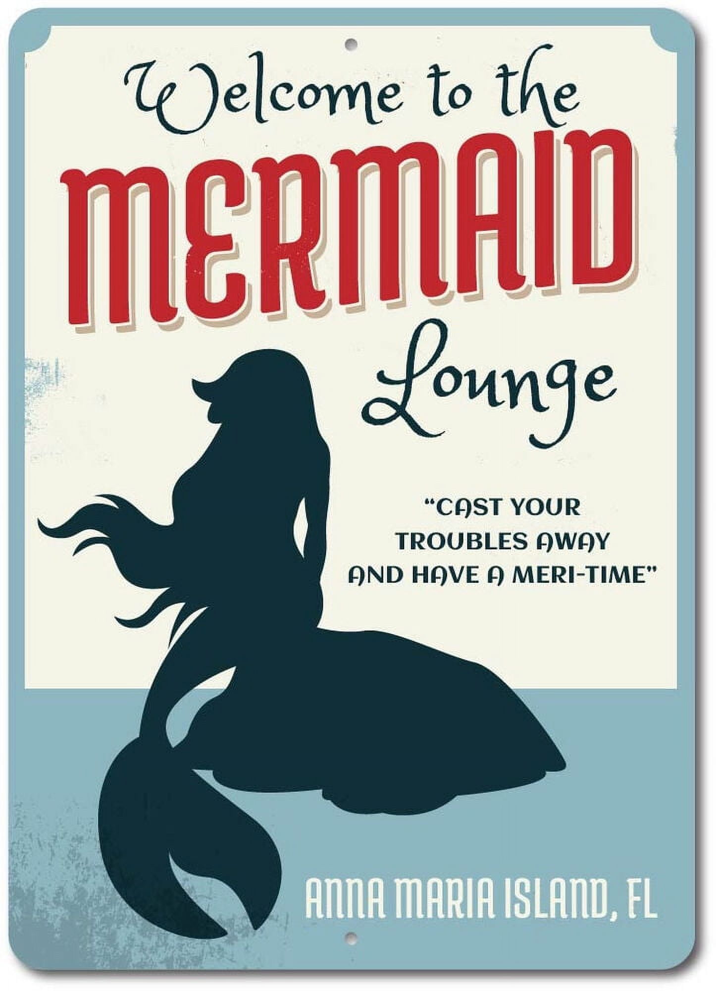 Aluminum Sign 8 x 12 inch - Mermaid Lounge Sign Custom Welcome Beach ...