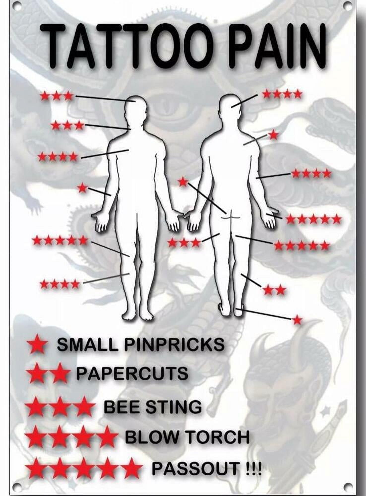 Aluminum Sign 8 x 12 inch - Metal Sign Plate Tattoo Pain Chart Funny ...
