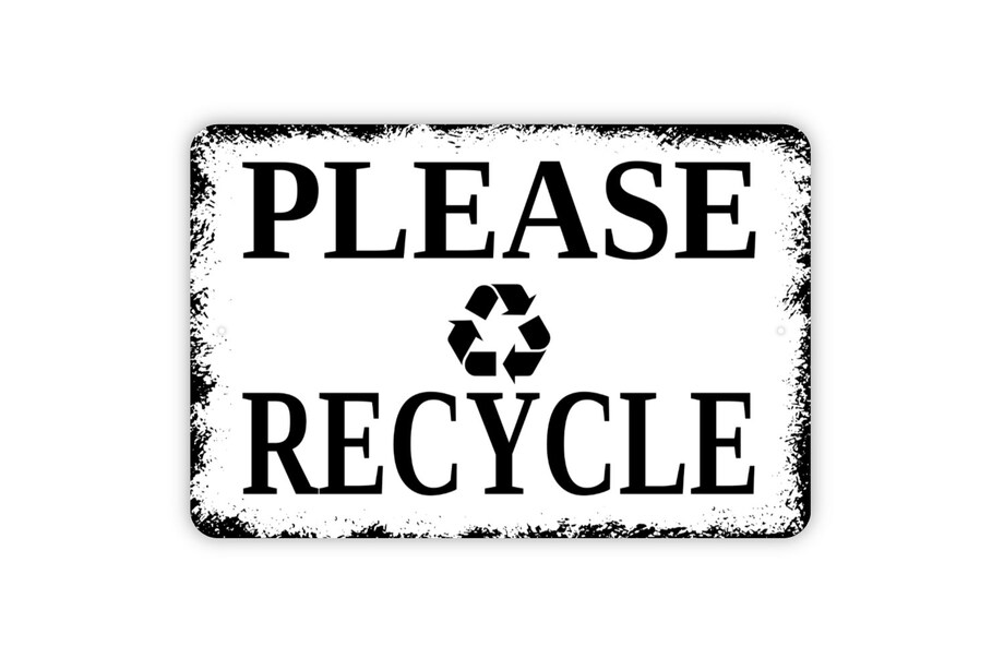 Aluminum Sign 8 x 12 inch - Please Recycle Sign Trash Garbage Waste ...