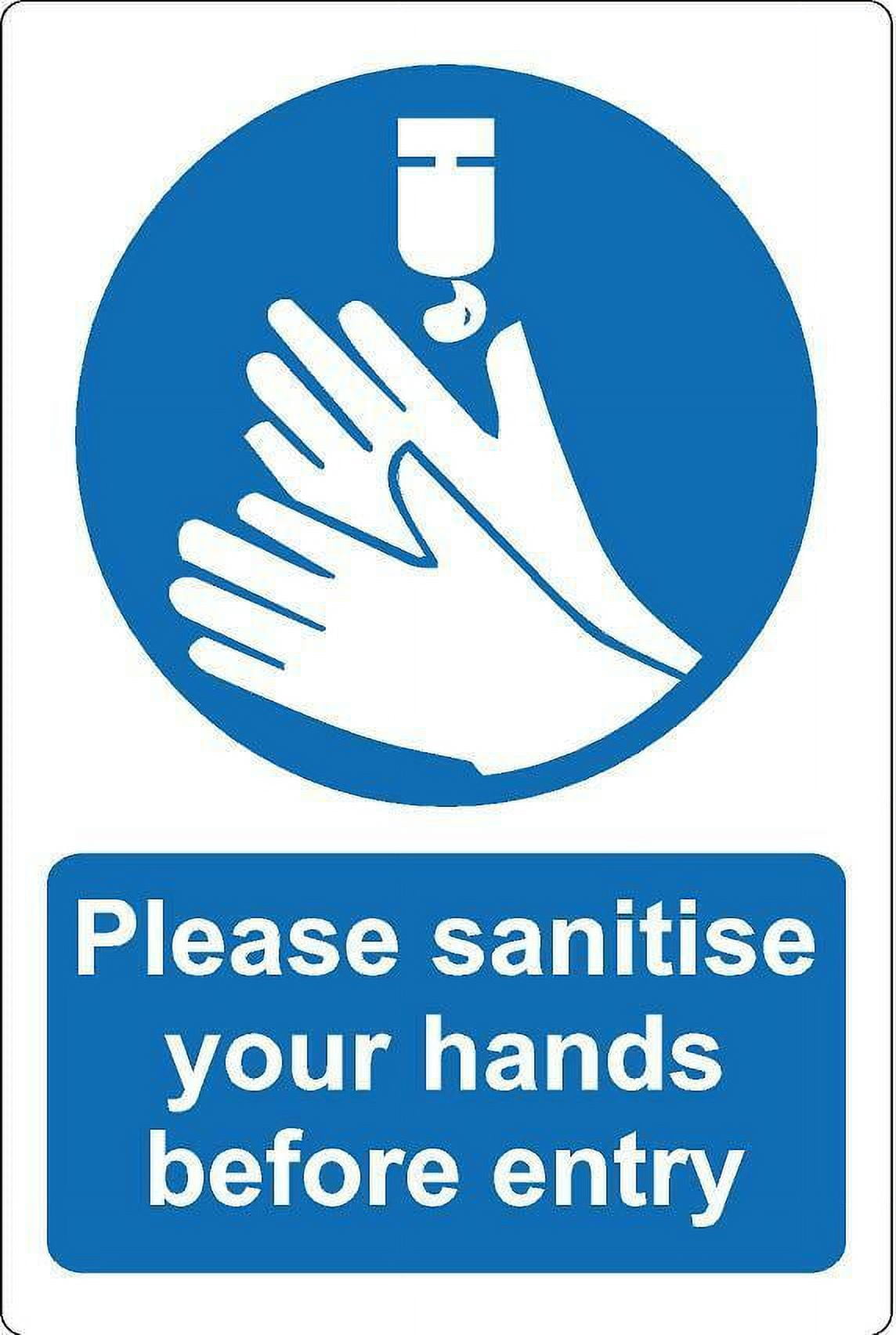Aluminum Sign 8 x 12 inch - Please sanitise your hands before entry ...