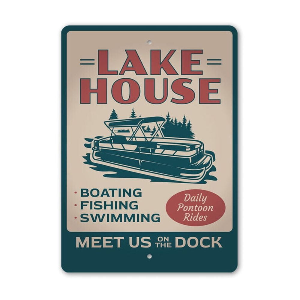 Aluminum Sign 8 x 12 inch - Pontoon Lakehouse Metal Sign - Walmart.com