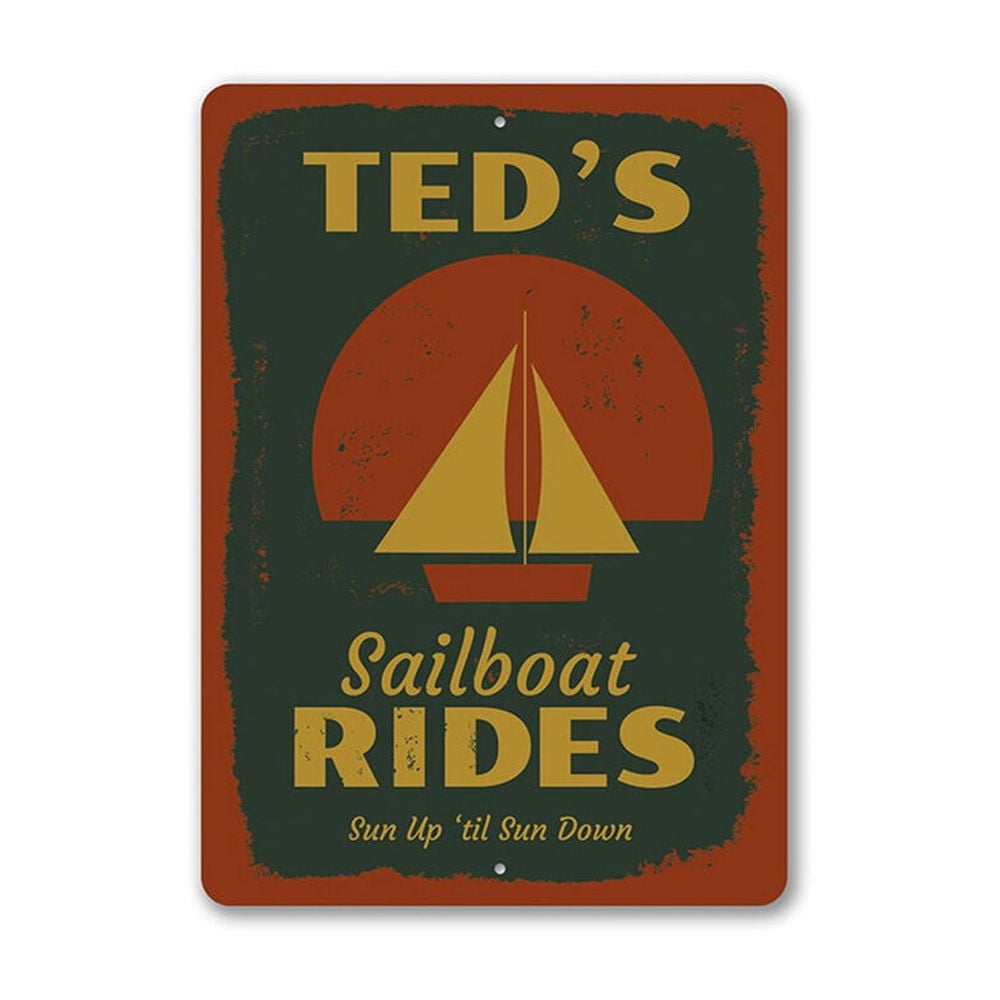 Aluminum Sign 8 x 12 inch - Sailboat Rides Sign Custom Sailor Sunset ...