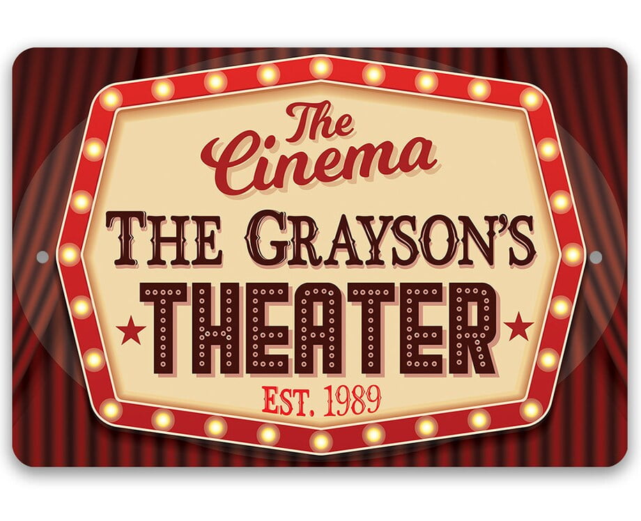 Aluminum Sign 8 x 12 inch - The Cinema Metal SignUse Indoor/Outdoor ...
