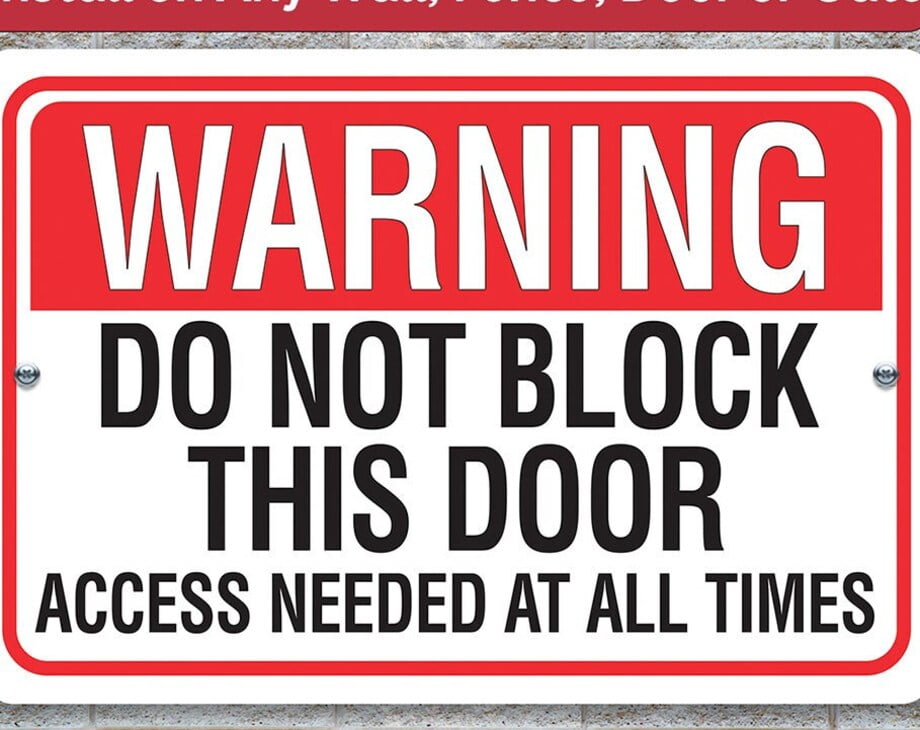 Aluminum Sign 8 x 12 inch - Warning Do Not Block This Door Access ...