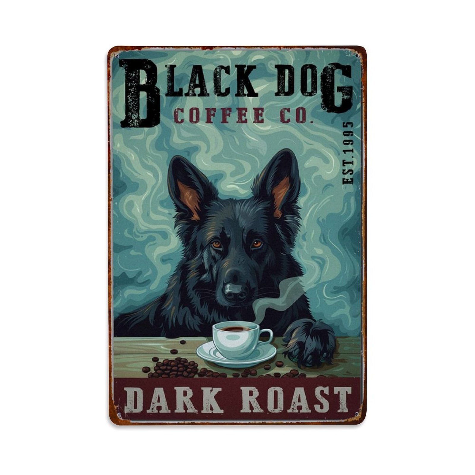 Aluminum Sign Black German Shepherd Dog Tin Sign Vintage Tin Signs ...