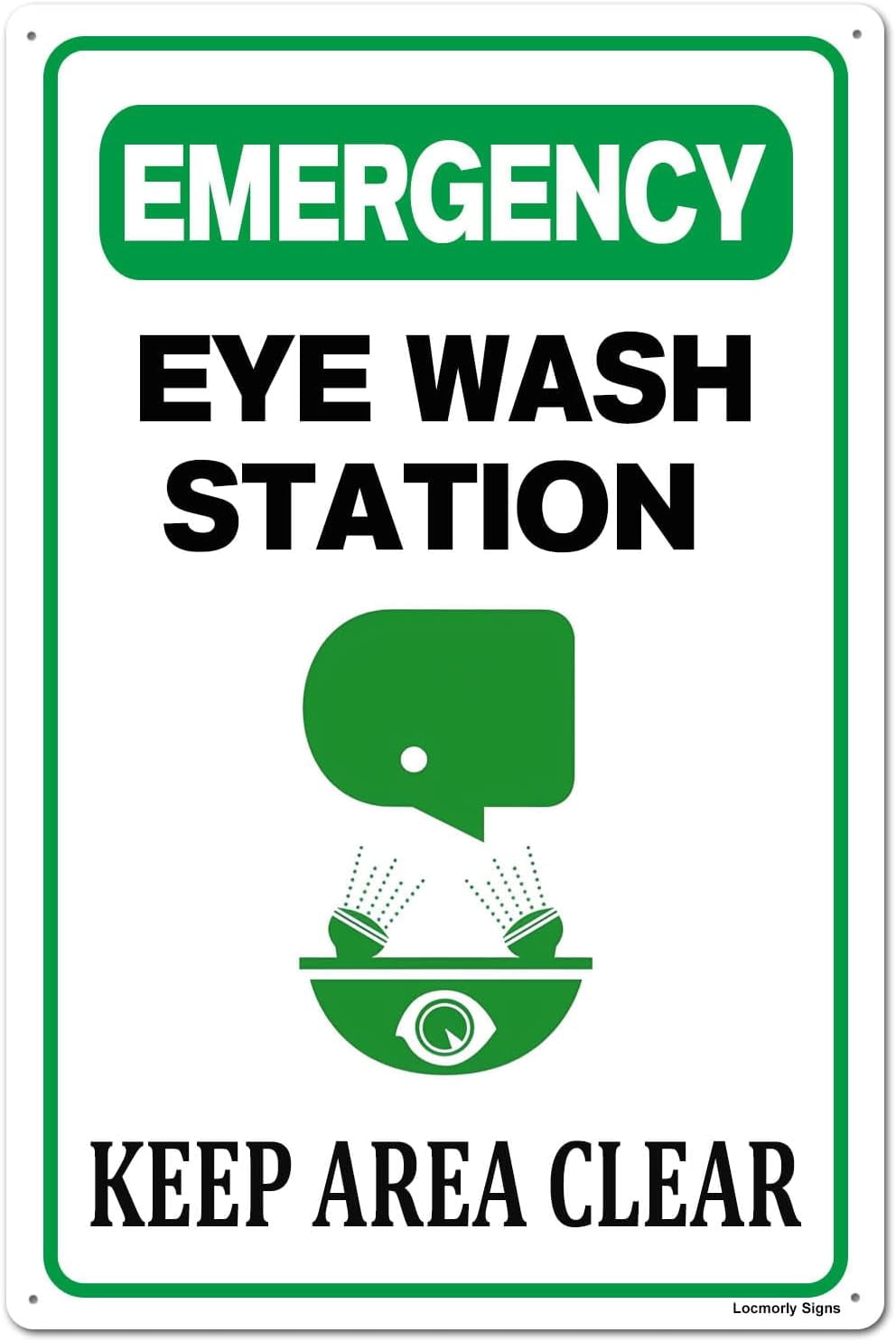 Aluminum Sign, Emergency Eye Wash Station Keep Area Clear Sign, 8x12 ...