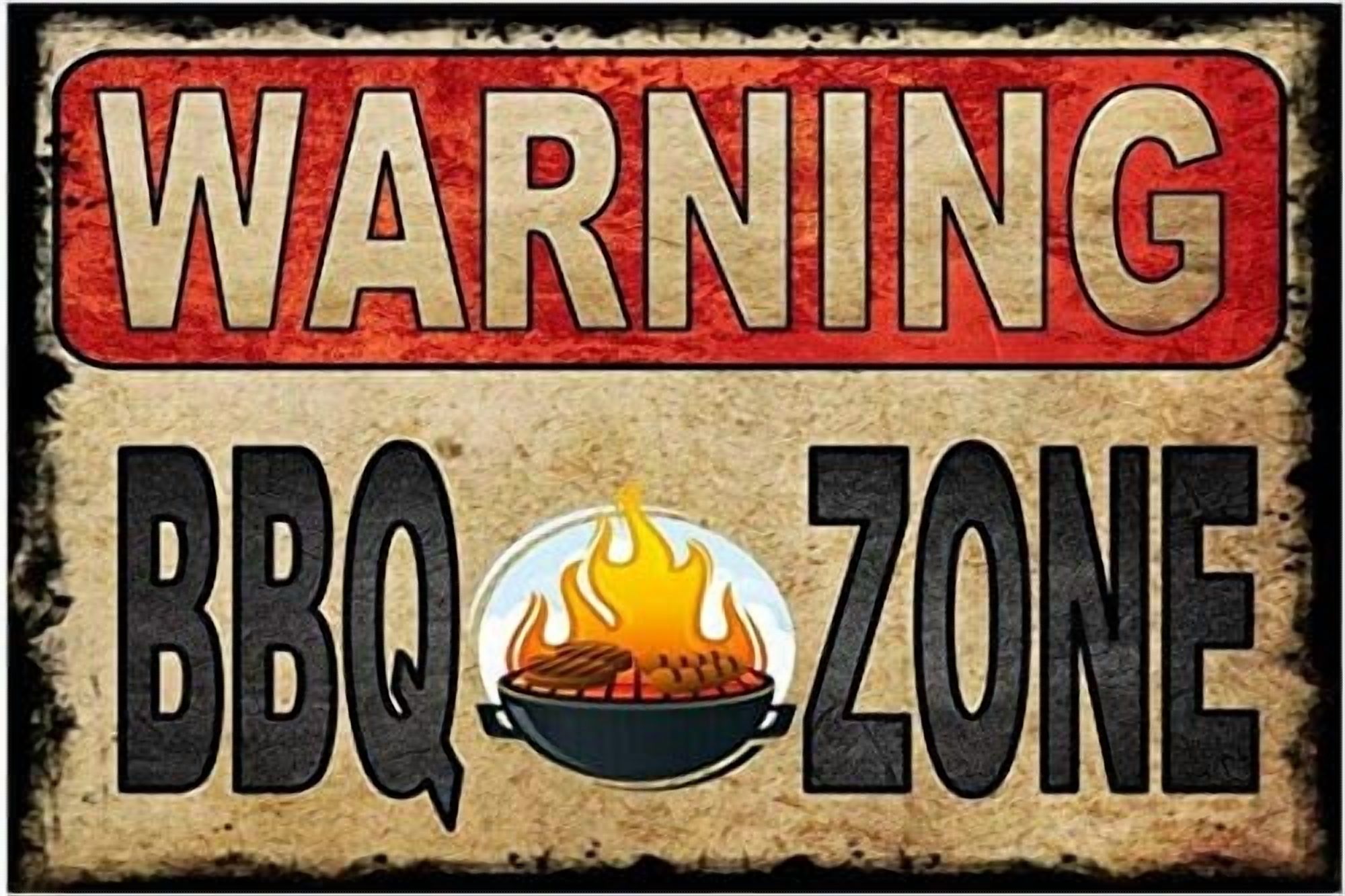 Aluminum Sign For Vintage Metal Signs Warning BBQ Zone Poster Garden ...